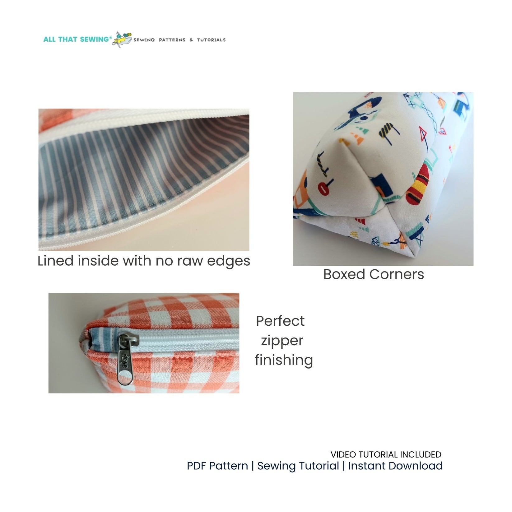 Triangle Zipper Pouch 3 Sizes - Pattern and Video – All That Sewing